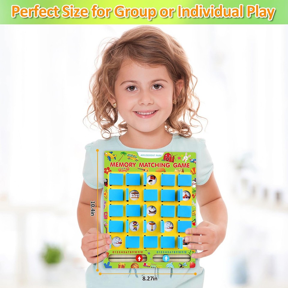 Matching Memory Game for Kids Ages 4-8, Flip to Win Wooden Board Games ...