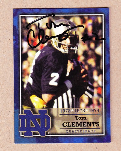Tom Clements signed 2003 Notre Dame Fighting Irish TK Legacy FB card # ...