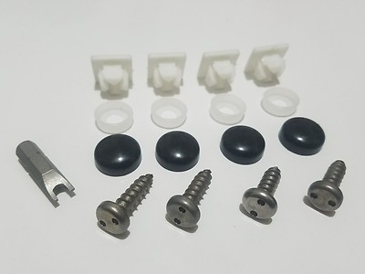 ANTI-THEFT LICENSE PLATE SECURITY SCREWS-STAINLESS - BLACK MIRROR SNAP ...