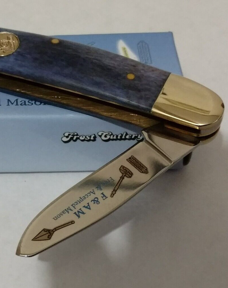 COMMEMORATIVE HUNTING POCKET KNIFE GOLD ETCHED MASONIC MASON' S !!! | eBay
