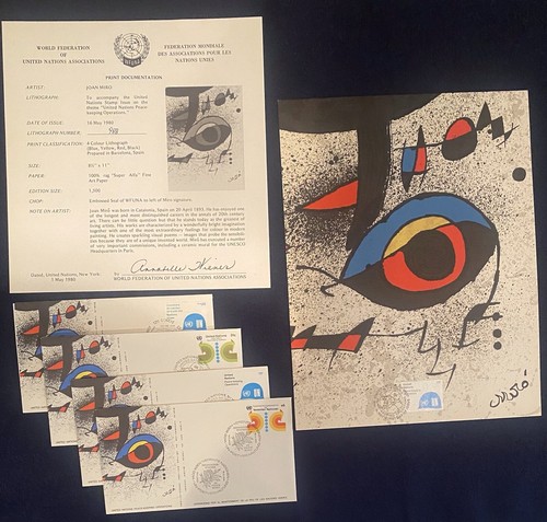 Joan Miro Lithograph #988/1500 - Peace Keeping Ops w/ COA & 4 Stamped ...