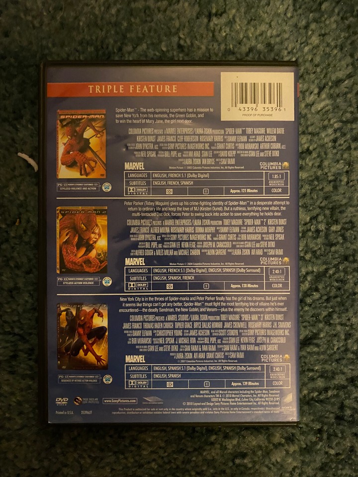 Spider-Man Triple Feature (DVD, 2007) 43396364837| eBay