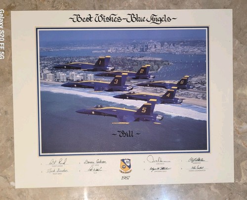 Vintage “Best Wishes” Blue Angels Team Poster 1987 Measures 16" x 20 ...