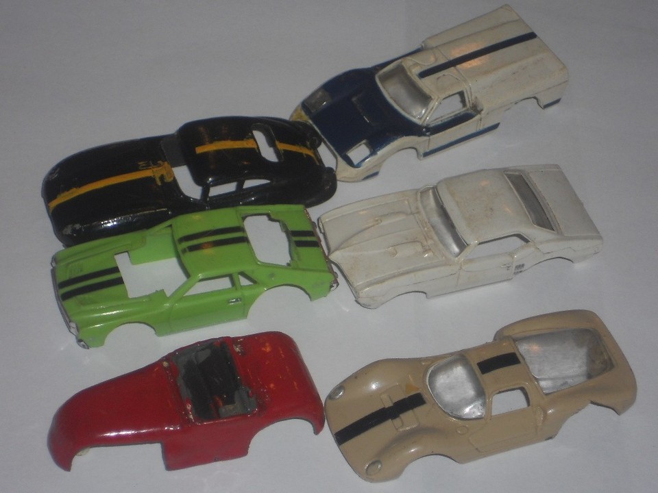 VINTAGE AURORA TJET BUILDER,JUNK GREAT PARTS RUNNER BODIES HO SLOT CAR ...