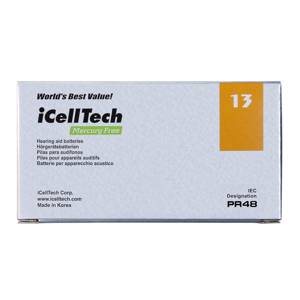 iCellTech Size 13 PR48 Zinc Air 1.45V Hearing Aid Batteries (60 Pack ...