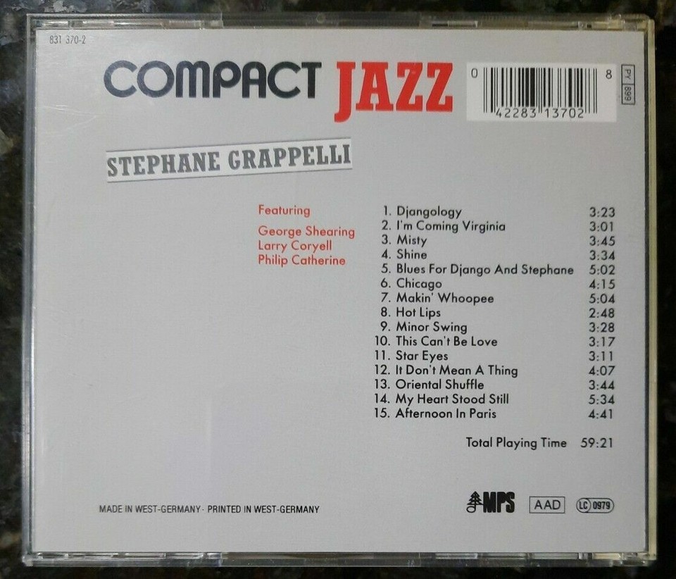 Grappelli, Stephane : Compact Jazz CD | eBay