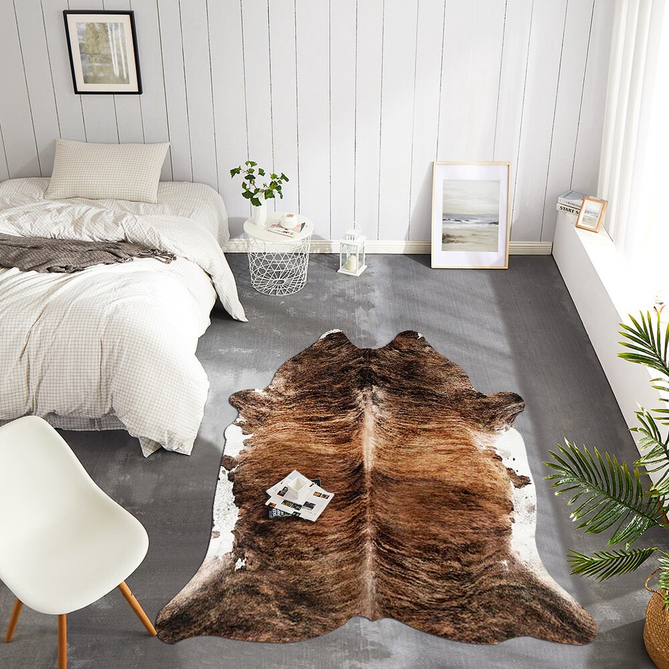 Faux Skin Zebra Area Rug Cowhide Rug Indoor Floorcover for Living Room ...
