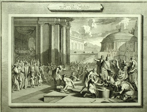 Punishment D'Adoni-Bezek, Heglon Shot Per Ehud engraving Board La Bible ...