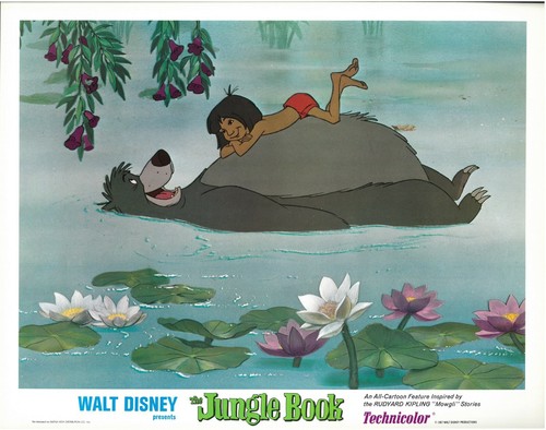 The Jungle Book Lobby Card: Mogwli Baloo Floating on River UF Disney ...