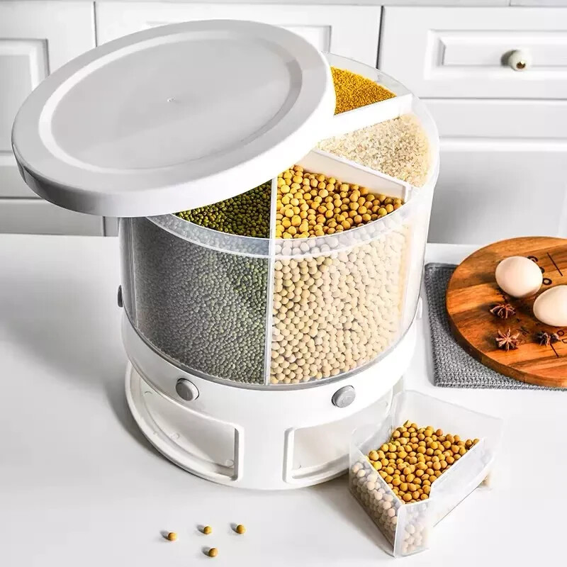 6 Slots Rice Grain Cereal Dispenser 22Ibs Kitchen Dry Food Storage ...