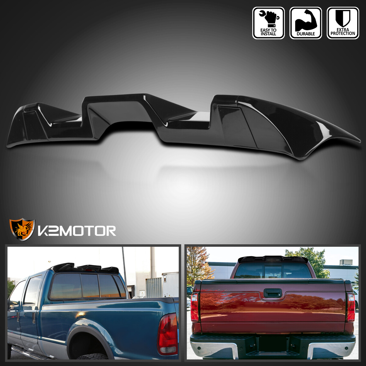 Fits 2011-2016 Ford F250 F350 F450 Gloss Black Rear Window Roof Spoiler ...