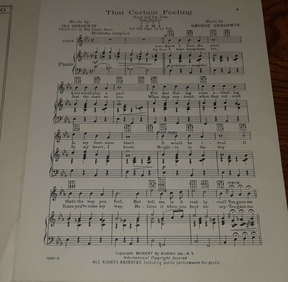That Certain Feeling from Tip-Toes the Musical Comedy with Ukulele ...
