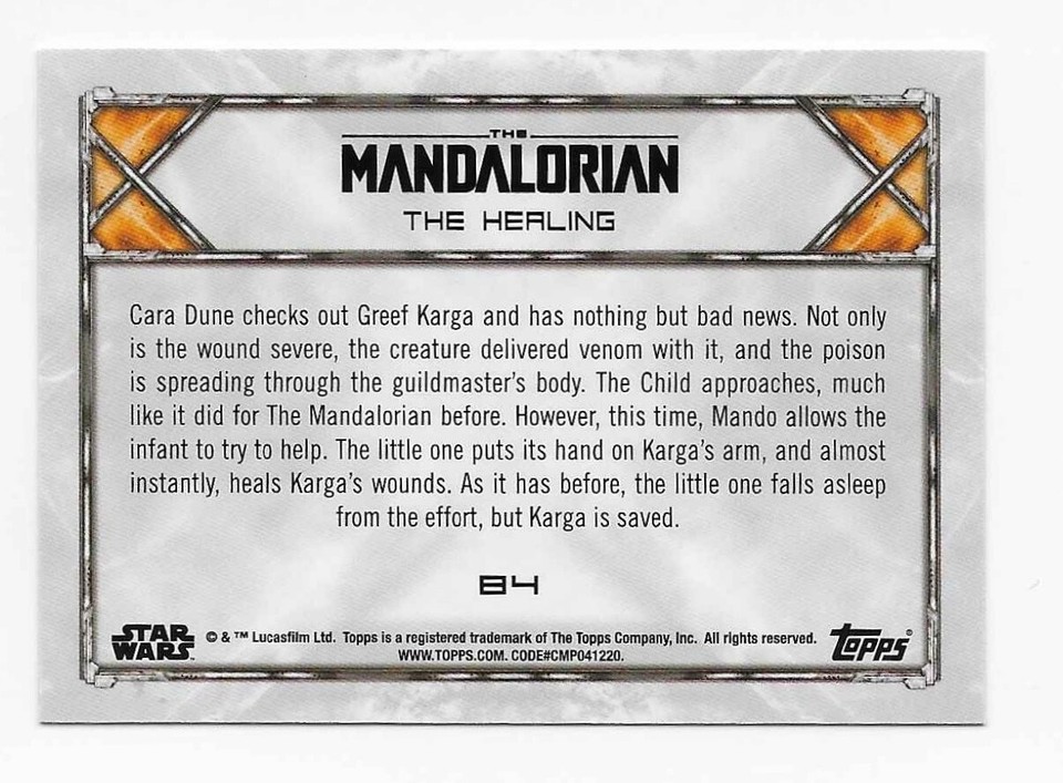 "The Healing" Card 84 Star Wars 2020 Topps Mandalorian S1 Grogu Silver ...