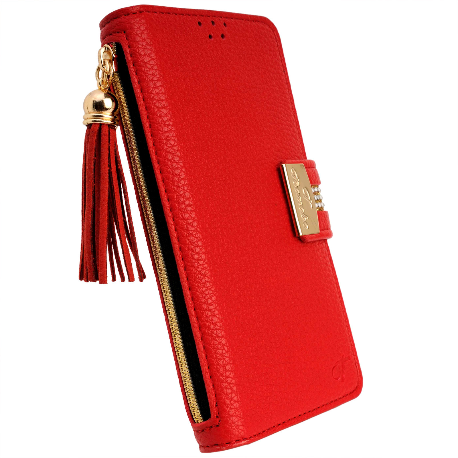 Womens RED PU Leather Flip Wallet Purse Case Credit Card Holder iPhone ...