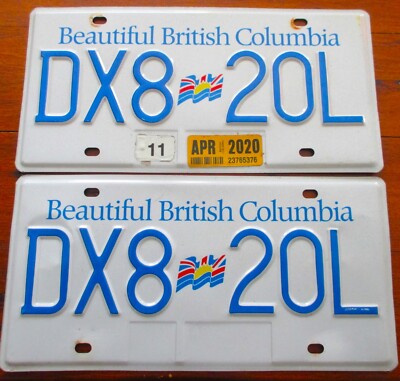 2020 PAIR BRITISH COLUMBIA BC CANADA LICENSE PLATES # DX8 20L | eBay