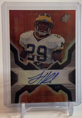 2007 SPx Rookies Leon Hall Auto RC Card 186 #/499 Giants 49ers Bengals ...