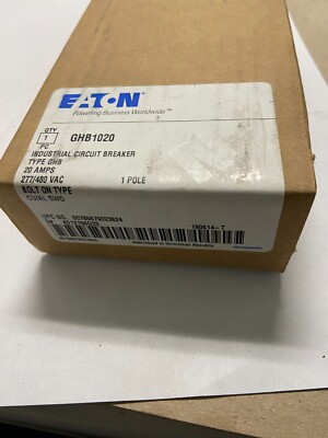 Eaton GHB1020 20 Amp Circuit Breaker - New In Box - 277/480 Volt Rated ...
