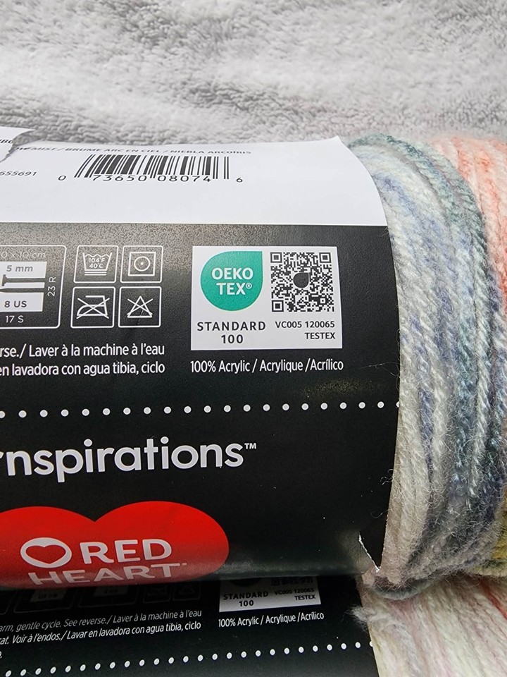 4 X Yarnspirations Red Heart Super Saver Bitty Stripes “Rainbow Mist ...