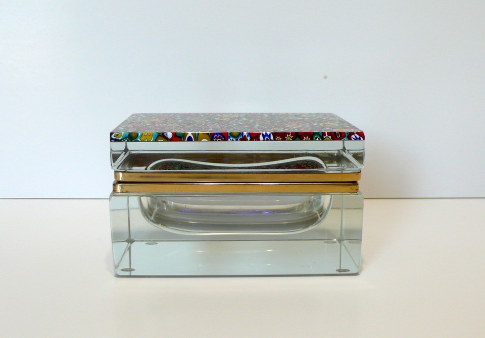 RESERVED Murano MANDRUZZATO Millefiory Crystal Glass Casket Jewelry ...