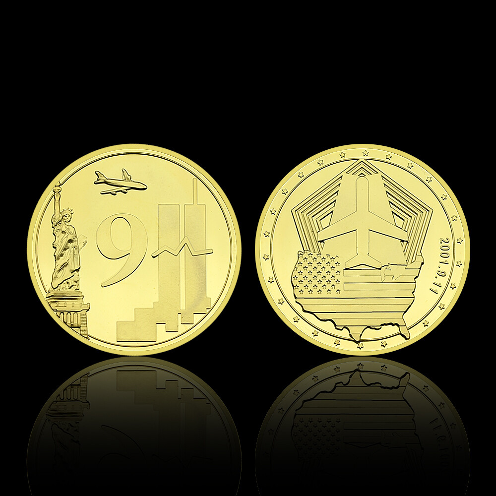 Gold Plated Coin of USA 911 Commemorative Medal God Bless America ...
