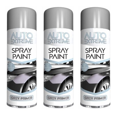 3 x 250ml Grey Primer Matt Aerosol Spray Cans Car Auto Extreme Spray ...
