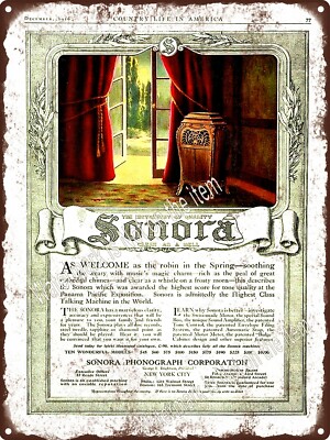1916 Sonora Record Player Sonora Phonograph Metal Sign 9x12" A373 | eBay