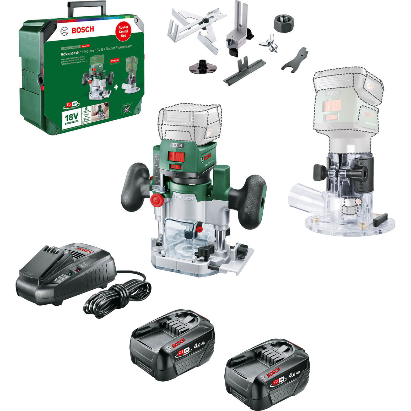 Bosch ADVANCEDTRIMROUTER 18V-8 P4A 18v Cordless Trim Router with Plunge ...
