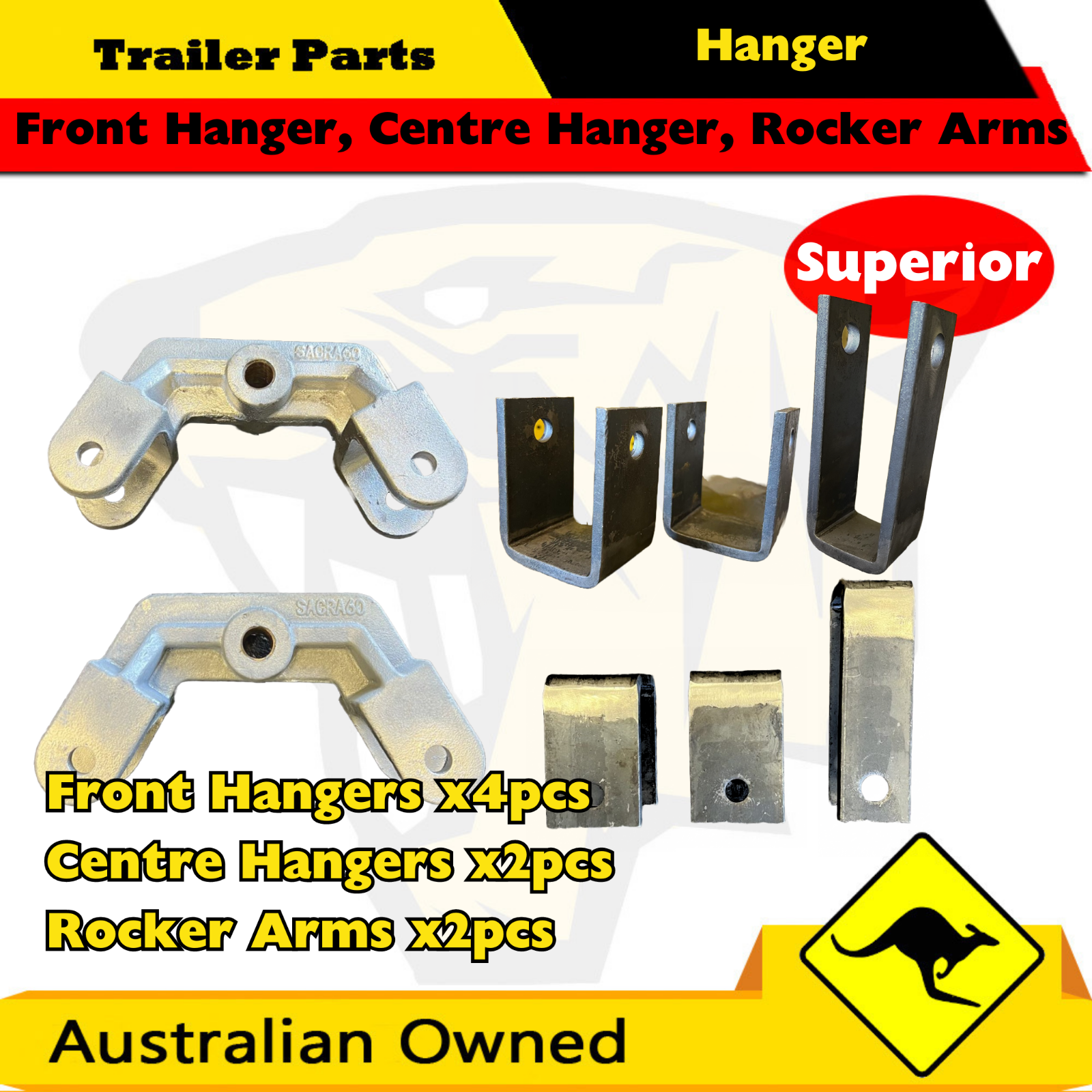 Trailer Spring Tandem Rocker Roller Front Centre Hanger Rocker Arms Set ...