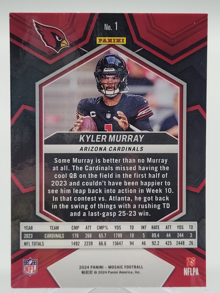 2024 PANINI MOSAIC KYLER MURRAY FOOTBALL CARD CARDINALS NFL donruss ...