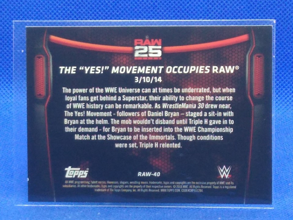 AUTOGRAPH Daniel Bryan 2018 Topps WWE RAW 25 #RAW-40 | eBay
