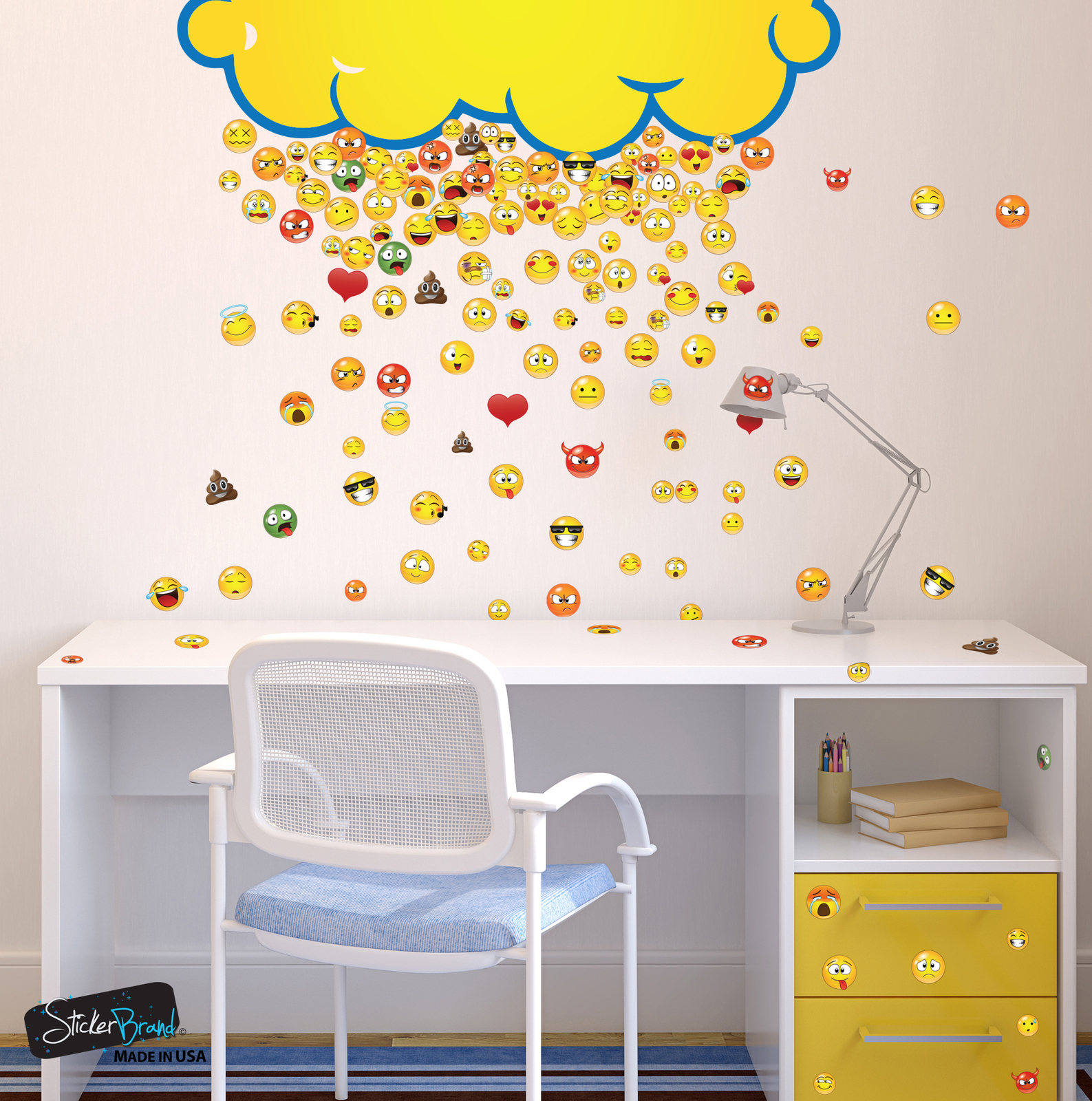 Happy Cloud Raining 200 Smiling Faces Graphic Decal #6093 | eBay