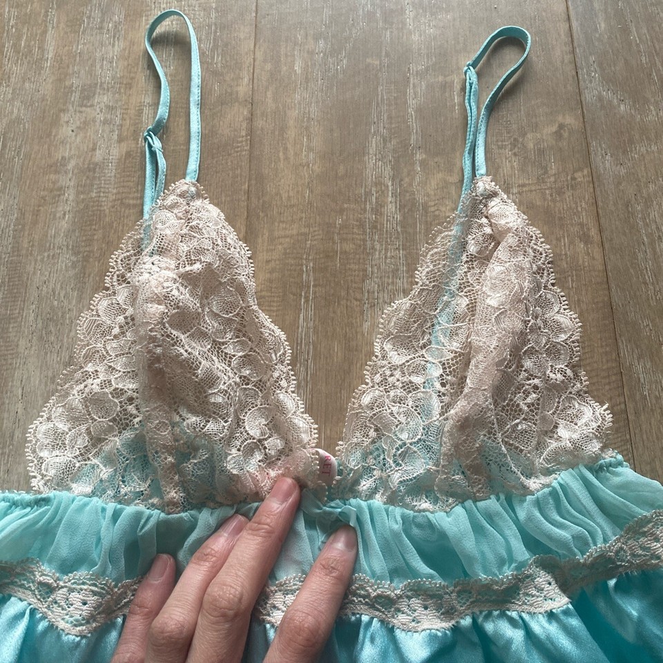 Rare Victoria’s Secret delicate triangle lace cups babydoll lingerie ...