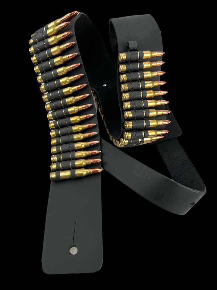 Brass Bullet 50 Link Brass Guitar Strap Genuine Leather Punk Rock ...