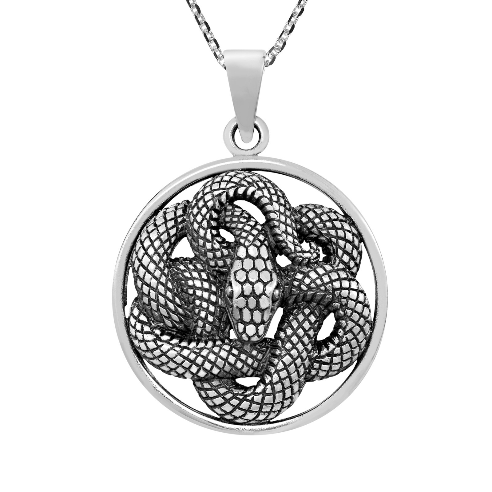 Gothic Entwined Serpent Snake Medallion Sterling Silver Pendant ...