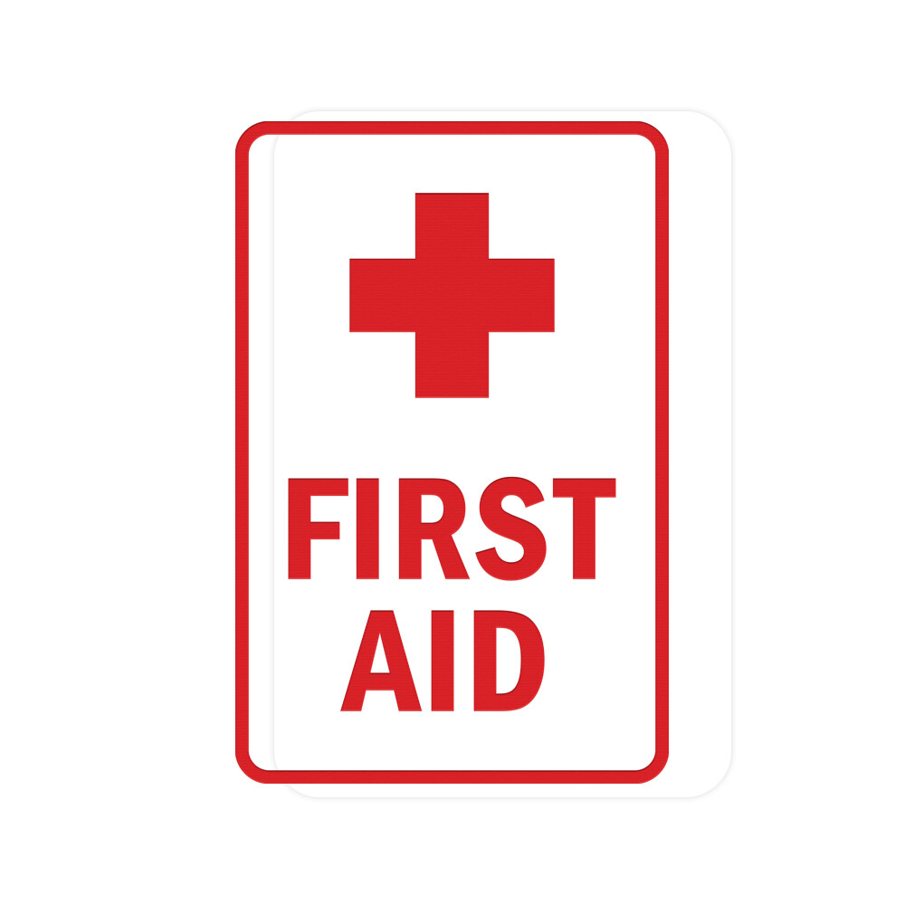Portrait Round First Aid Sign (White/Red) - " | eBay