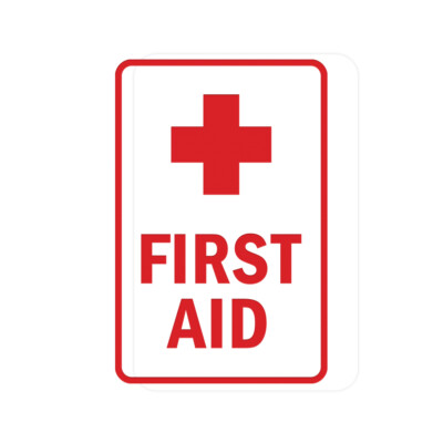 Portrait Round First Aid Sign (White/Red) - " | eBay