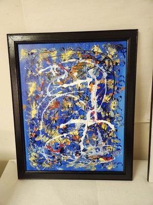 Original LARGE Framed Acrylic Media Abstract Art Painting 16 By 20. | eBay