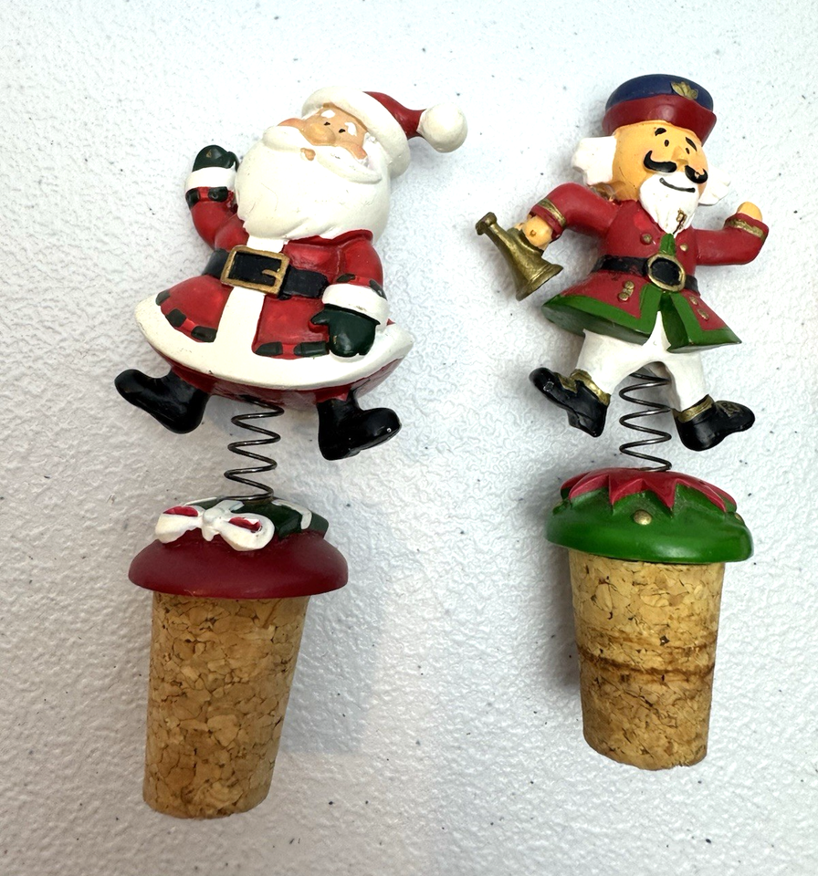 2 Joie Jingle Bottle Stopper Rockers Wine Cork Christmas Plus Santa ...