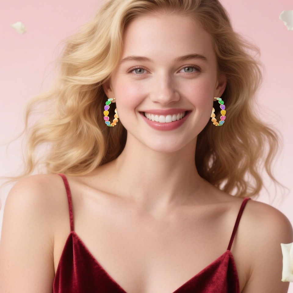 Valentine’s Day Hoop Earrings for Women LOVE XOXO Conversation Heart ...