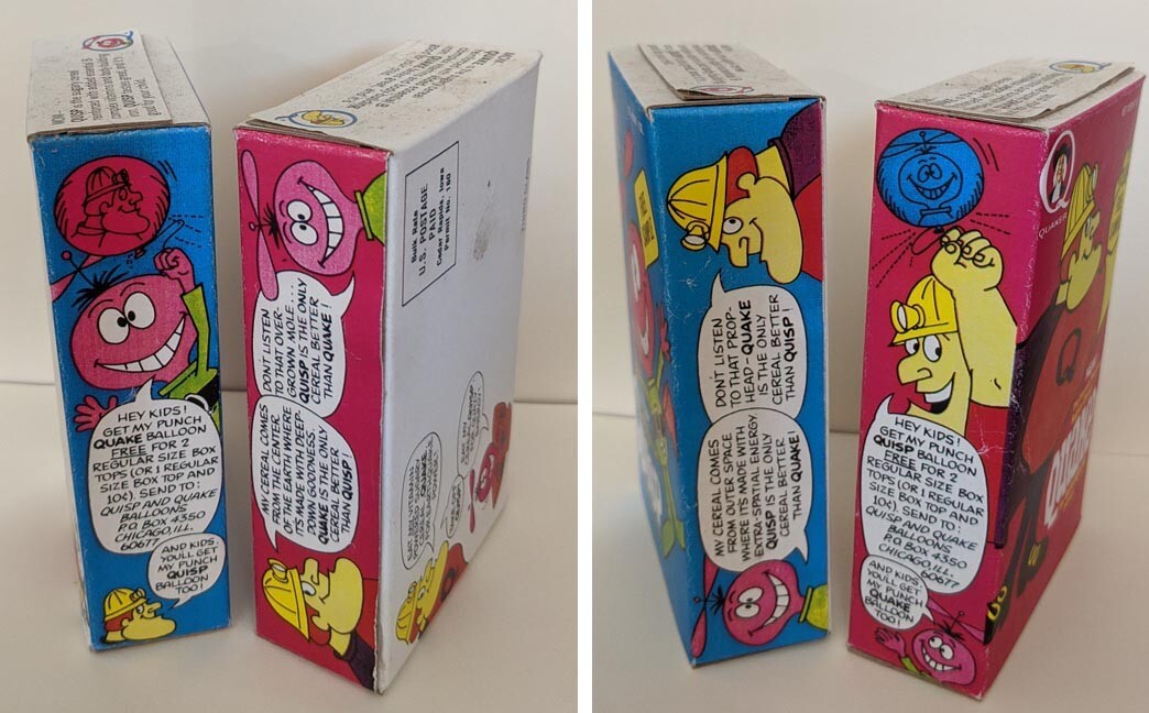 Quisp Cereal Box Quake Cereal Sample Box 1965 Reproduction also Frig ...