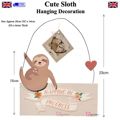 Napping In Progress Sloth Funny Chilling Sloth Hanging Gift Plaque Bed ...