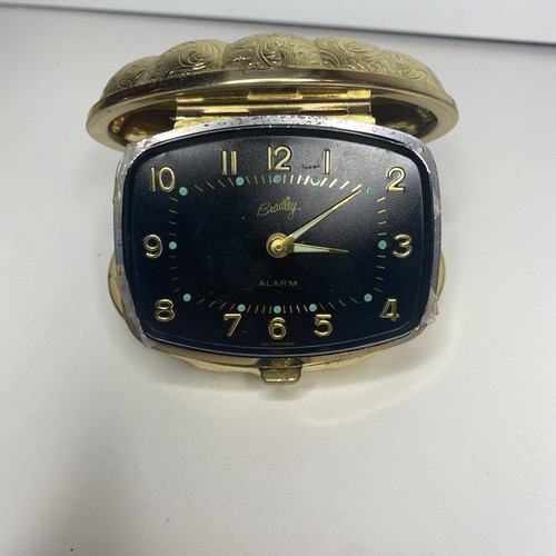 BRADLEY TIME TRAVEL ALARM CLOCK- DECORATED CLAMSHELL WORLD TIME TESTED ...