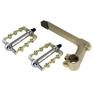 OG Stem Classic 21.1 Gold & Pedals Flat Twisted 1/2" Chrome/Gold Twist ...