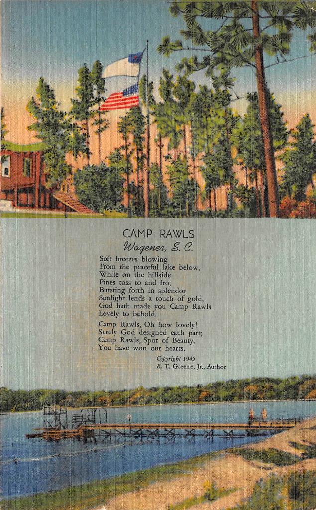 CAMP RAWLS Wagener, South Carolina A.T. Greene, Jr. Poem 1945 Vintage ...