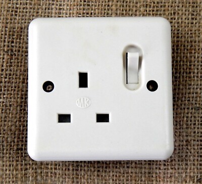 Vintage MK Single Socket Switched Ivorine Bakelite Made in England 13A ...