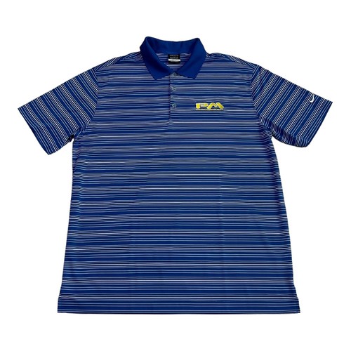 Nike Golf Dri Fit Men's XL Polo Shirt Blue Stripes Personalized Pro ...