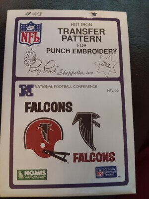 VTG NFL Falcons NFL-22 Hot Iron transfer pattern for punch embroidery ...