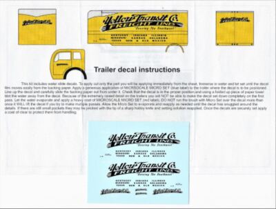 HO 1:87 Sylvan Scale Models # LH-81 Yellow Freight Decal Set | eBay