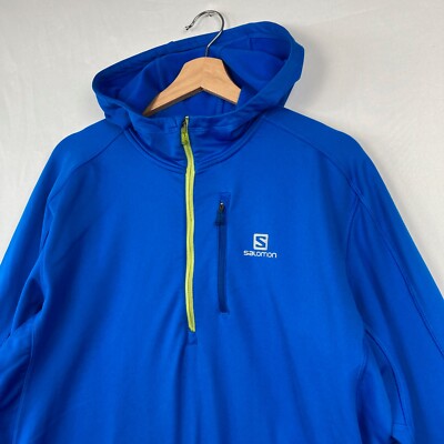 Salomon Clima Pro Softshell Hooded Jacket Blue Full Zip Casual Men's ...
