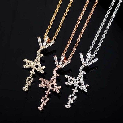 Iced Travis Scott Cactus Jack Cross Pendant & 24" Rope Chain Hip Hop ...